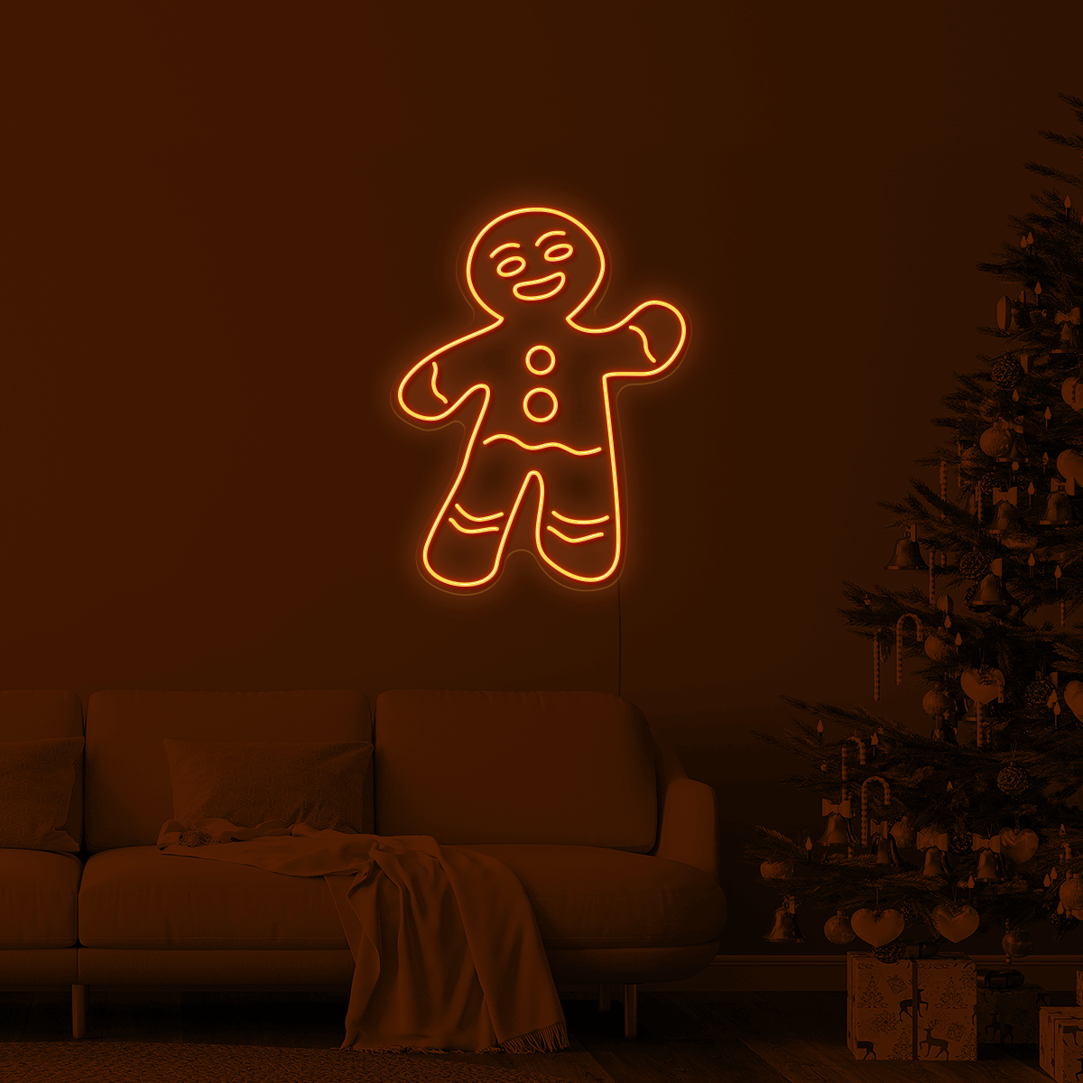 Christmas Gingerbread Man LED Neon Sign